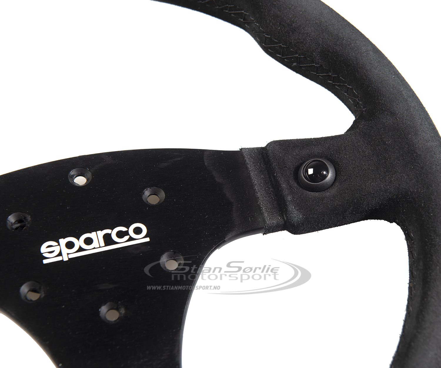 Ratt SPARCO 3-eket, R330 330mm, Flat, Semsket, Sort inkl 2 knapper ...